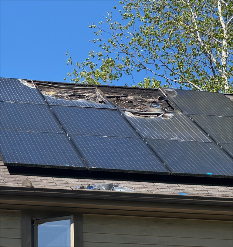 Roof fire starts near solar panels